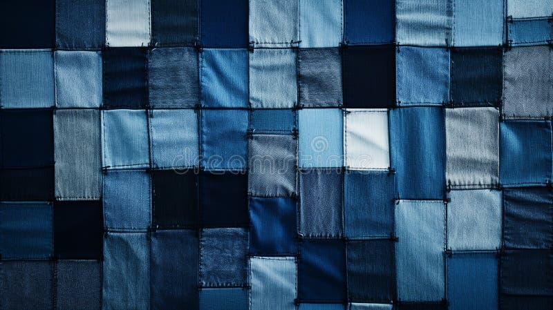 Creative Patchwork of Denim Textures in Various Shades of Blue, Ideal ...