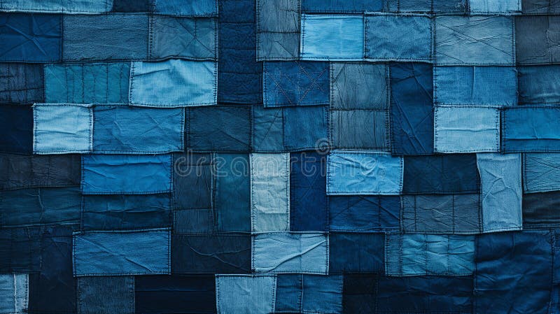 Creative Patchwork of Denim Textures in Various Shades of Blue, Ideal ...