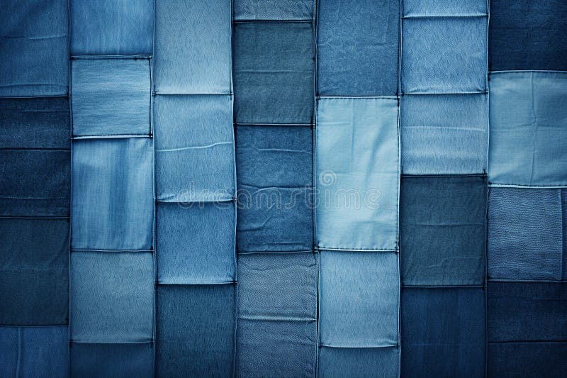 Creative Patchwork of Denim Textures in Various Shades of Blue, Ideal ...