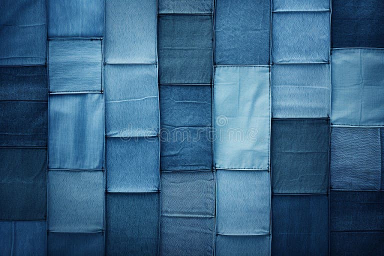 Creative Patchwork of Denim Textures in Various Shades of Blue, Ideal ...