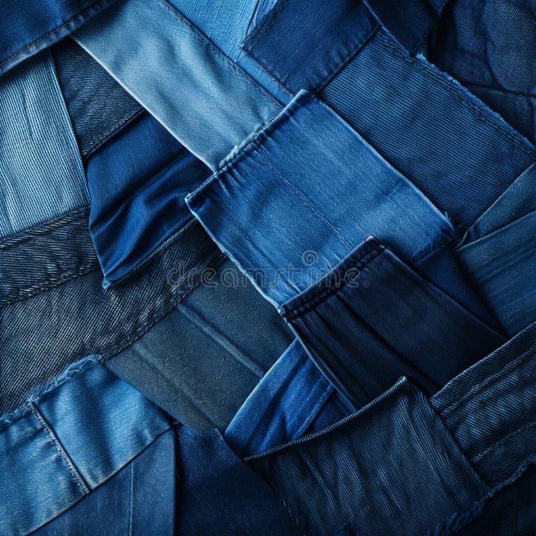 Creative Patchwork of Denim Textures in Various Shades of Blue, Ideal ...