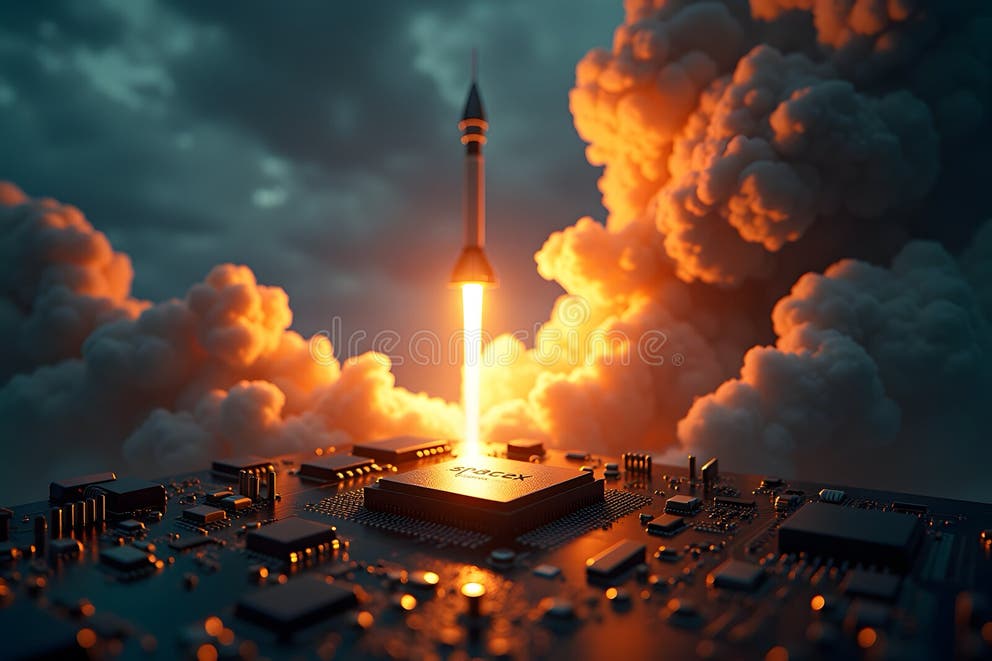 Creative Image of Tiny Rocket with Massive Smoke Launched from the ...