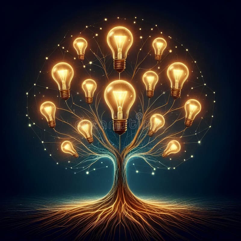 Creative Image of a Tree with Light Effect Stock Image - Image of ...
