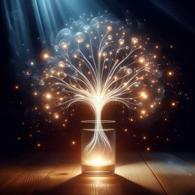 Creative Image of a Tree with Light Effect Stock Image - Image of ...