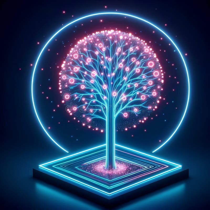 Creative Image of a Tree with Light Effect Stock Illustration ...
