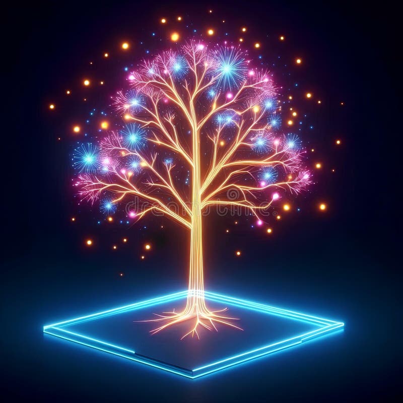 Creative Image of a Tree with Light Effect Stock Illustration ...