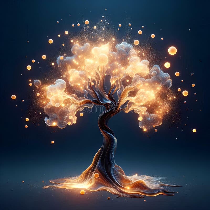 Creative Image of a Tree with Light Effect Stock Illustration ...