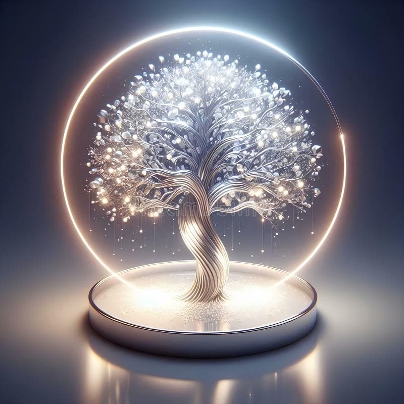 Creative Image of a Tree with Light Effect Stock Illustration ...