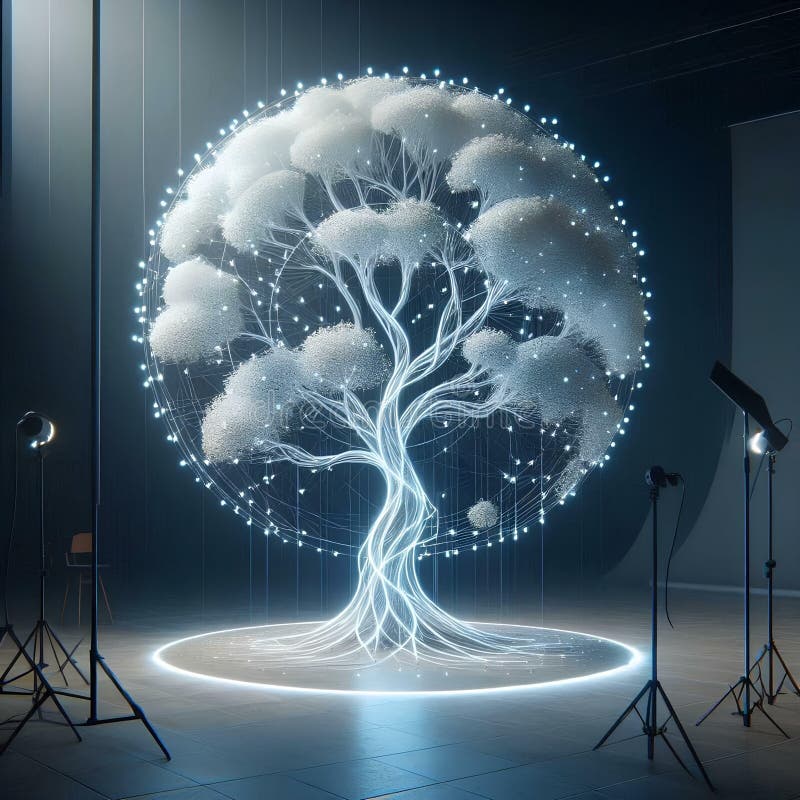 Creative Image of a Tree with Light Effect Stock Illustration ...