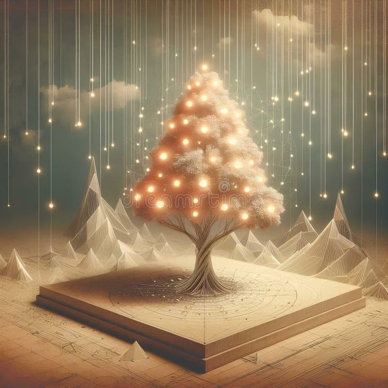 Creative Image of a Tree with Light Effect Stock Illustration ...