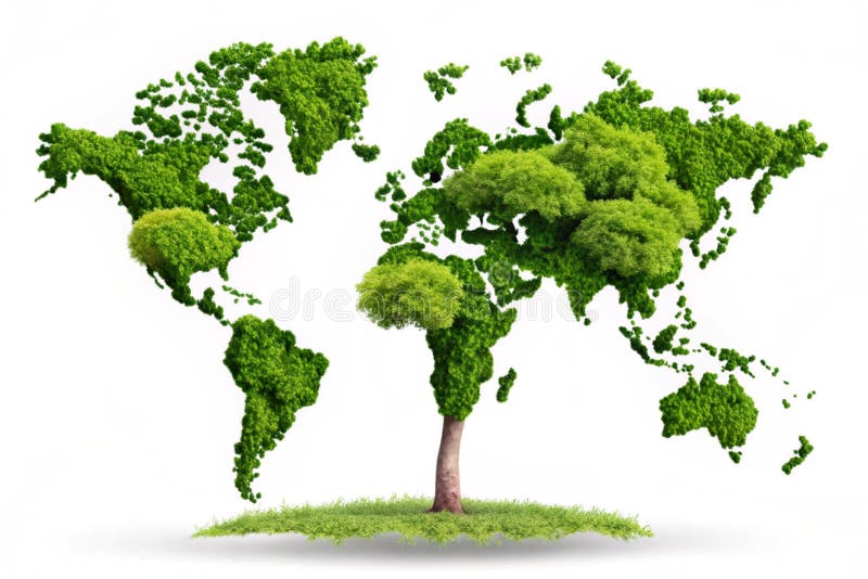 Tree Shaped Like the World Map. Green World Map - Tree Shaped of World ...