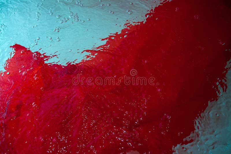 Creative Image of Wet Red Rumpled Material in Blue Water with Waves ...