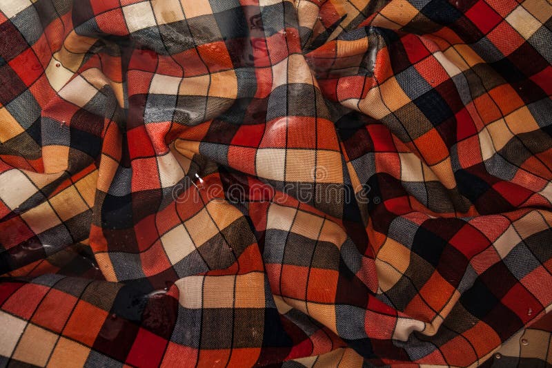 Creative Image of Wet Rumpled Plaid Material, Underwater with Waves ...