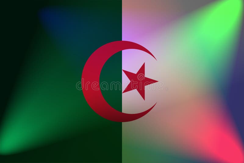 Flag of Algeria, Artistic Flag, Red Green Blue and White Lights, Colors ...