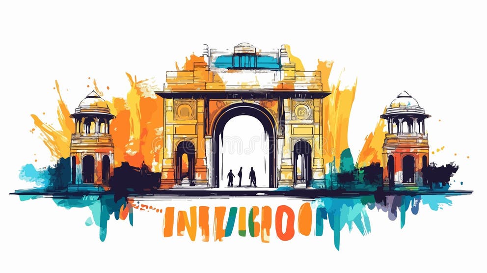 Creative India Gate Typography Illustration with Abstract Design ...