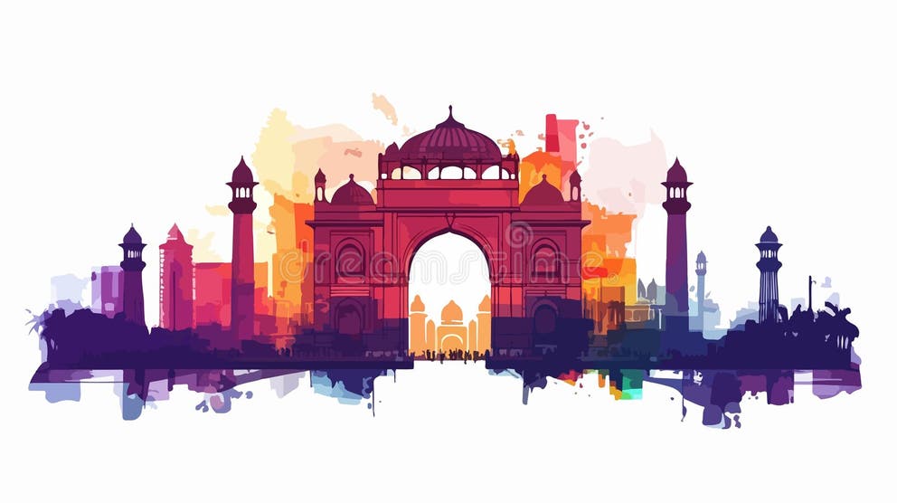 Creative India Gate Typography Illustration with Abstract Design ...