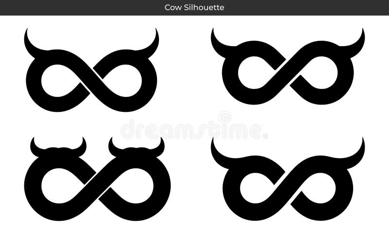 Creative Infinity Symbol Designs with Cow Horns in a Simple Black and ...