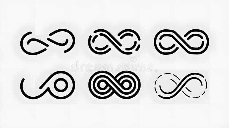 Creative Infinity Symbols with Varied Line Styles and Patterns Stock ...
