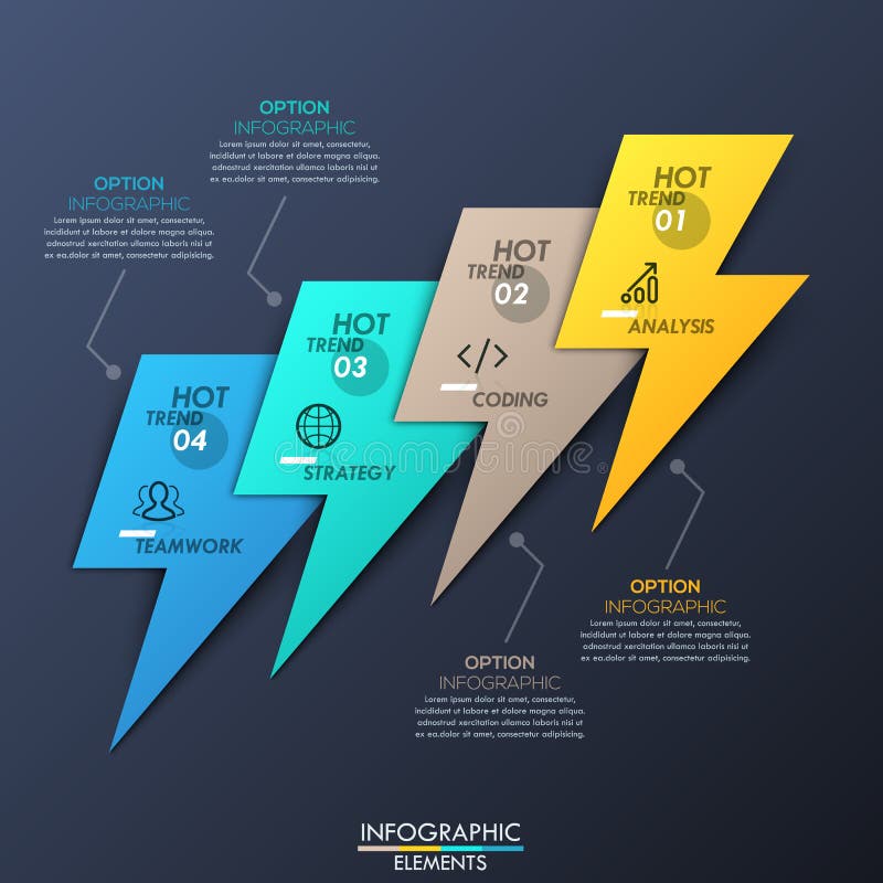 Creative Infographic Design Layout, 4 Multicolored Lightnings Stock ...