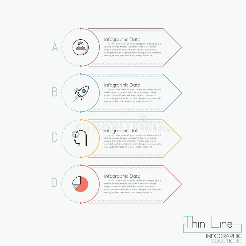 Creative Infographic Design Template. 4 Multicolored Rectangular ...