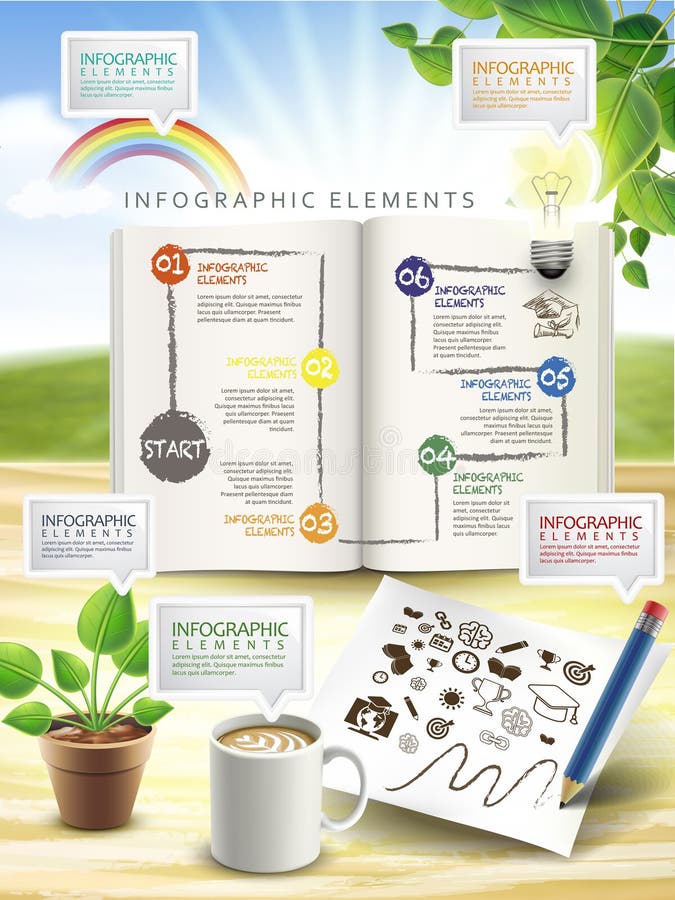 Infographic Table Or Web Banner Design With Numbered Steps Stock Vector ...