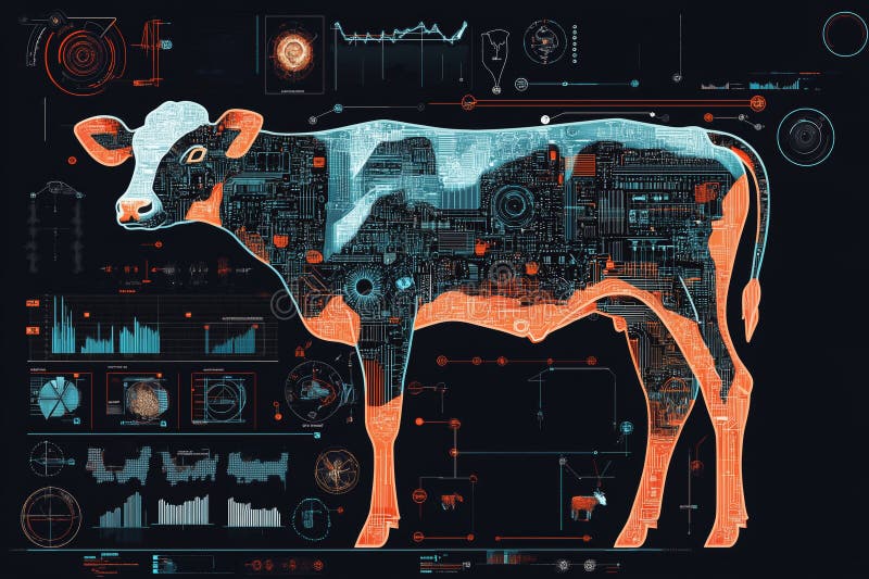 A Creative Infographic Illustrating the Biology of a Cow with Data ...