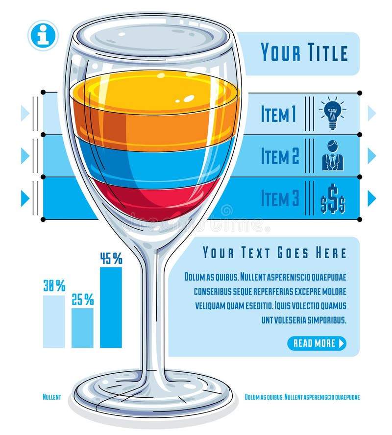 Creative Infographics Concept, 3d Wineglass with Three Layered Stock ...