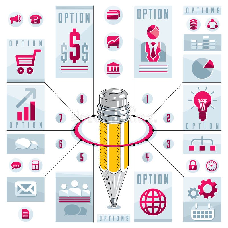 Creative Infographics Concept, Pencil Centered Drawing Scheme, V Stock ...