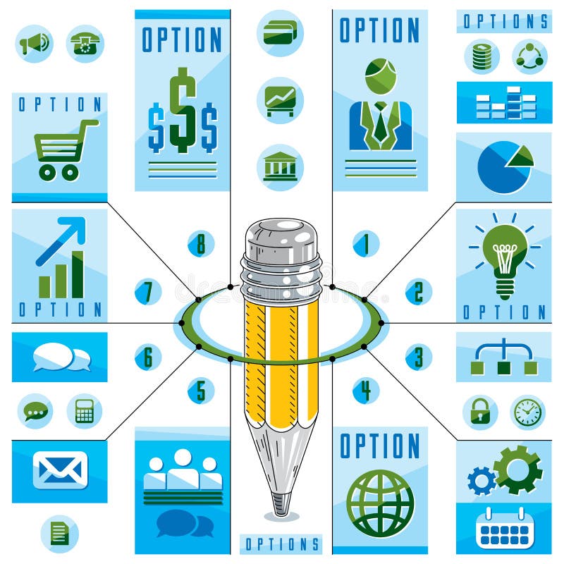 Creative Infographics Concept, Pencil Centered Drawing Scheme, V Stock ...