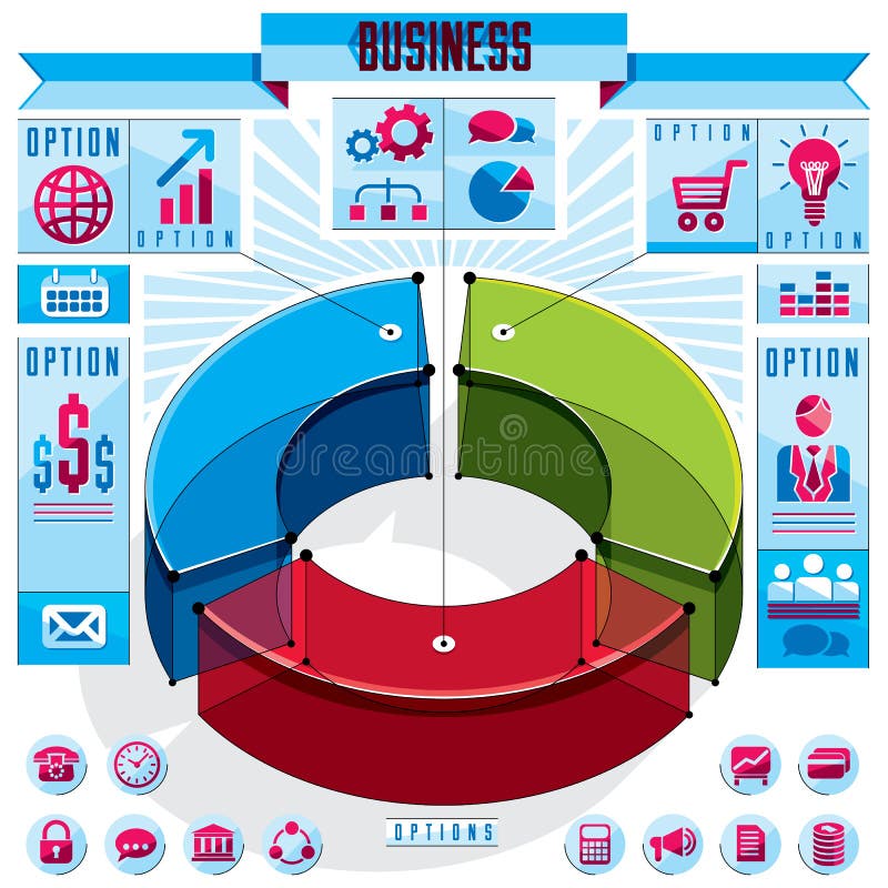 Creative Infographics Conceptual Composition, 3d Three Sectors C Stock ...