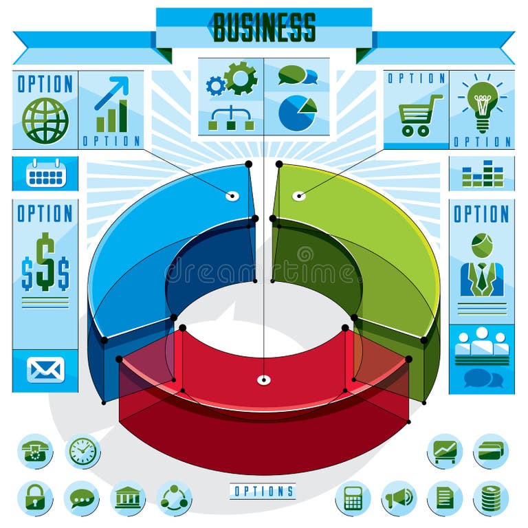 Creative Infographics Conceptual Composition, 3d Three Sectors C Stock ...