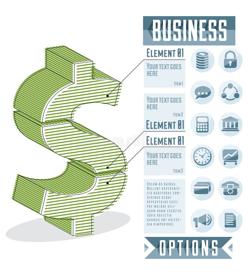 Creative Infographics Conceptual Composition, Layered Dollar Sign Idea ...