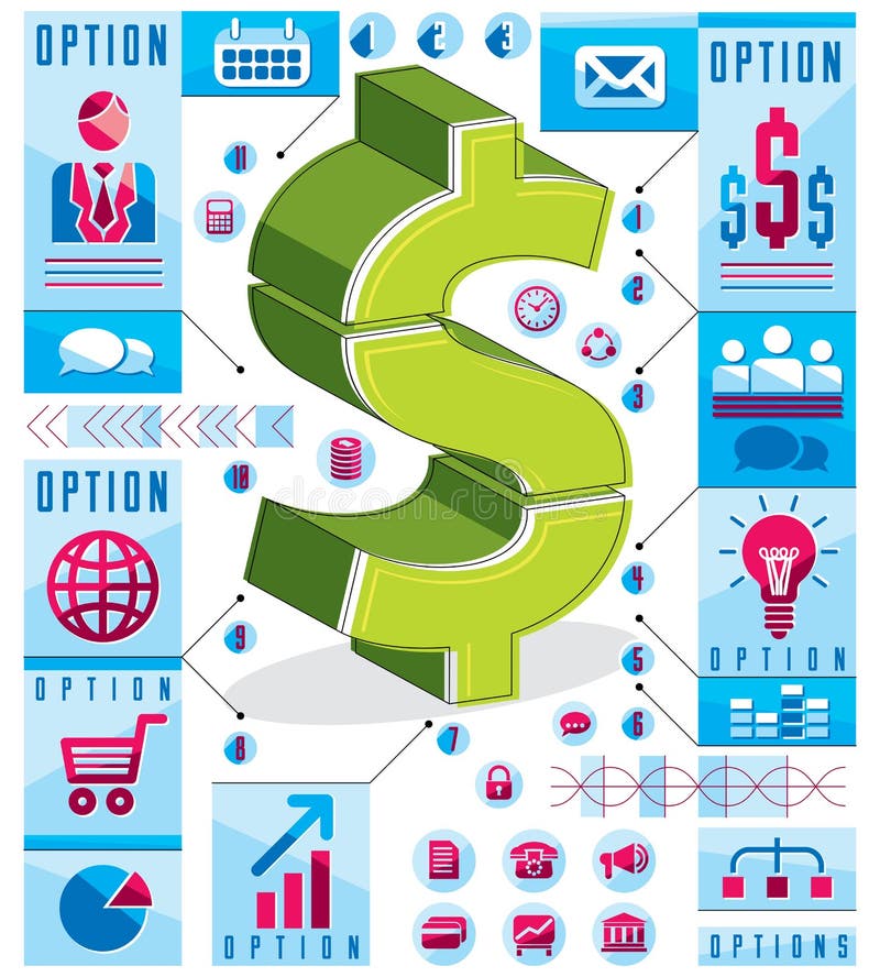 Creative Infographics Elements Composition, Layered Dollar Sign Stock ...