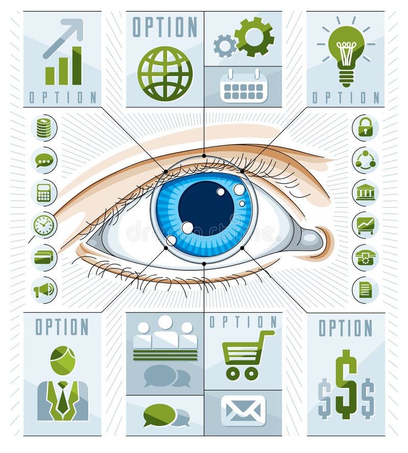 Creative Infographics, Human Eye, Looking Eye Idea, Vector Illus Stock ...