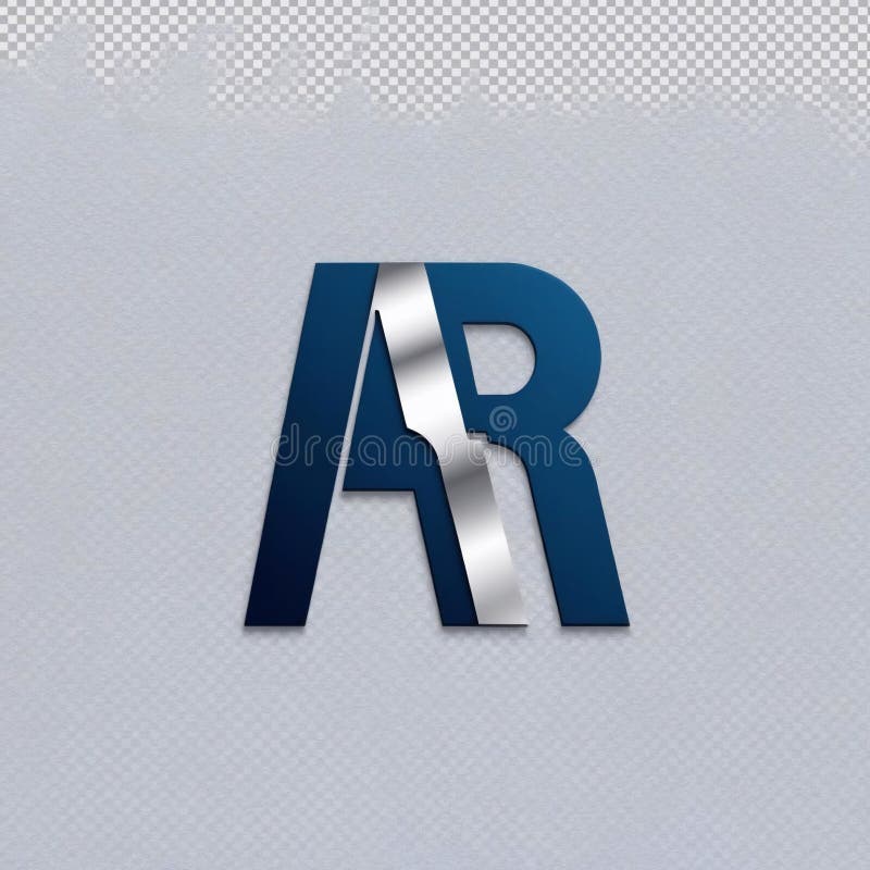 Creative Initial AR Logo Design in Blue and Silver Colors Stock ...
