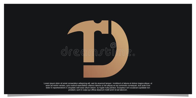 Creative Initial Letter D with Hammer Logo Design Unique Concept ...