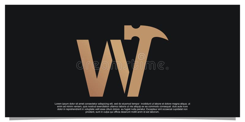 Creative Initial Letter W with Hammer Logo Design Unique Concept ...