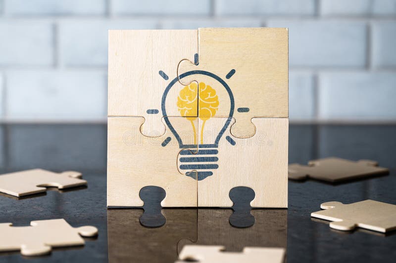 Creative Innovation Creativity Idea Light Bulb Puzzle Solution Wooden ...