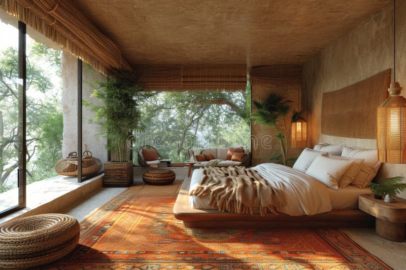 Creative Interior of a Bedroom in a Country House Stock Photo - Image ...