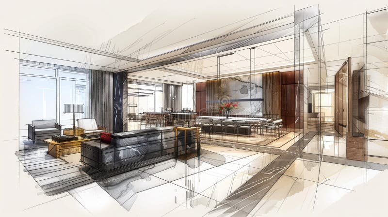 Creative Interior Design Doodle. Modern Architecture Concept Stock ...