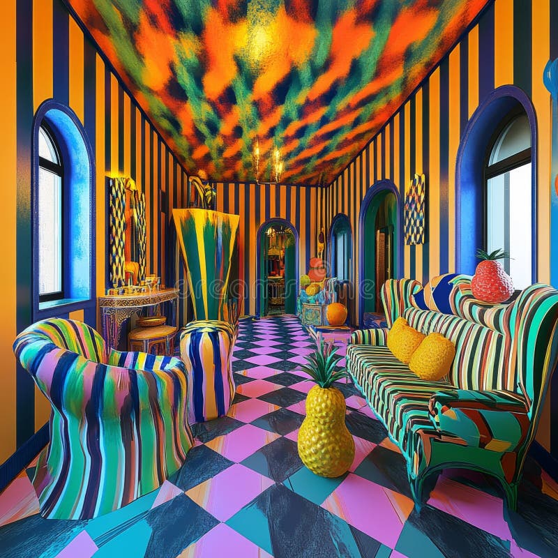 Creative Interior Design Using Lively Decor and Steps Stock Image ...