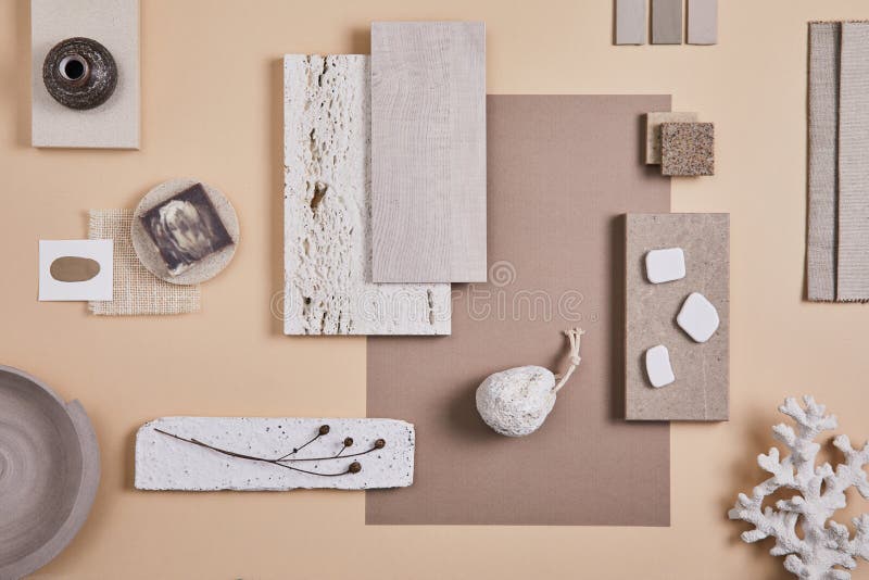 Creative Interior Designer Moodboard. Flat Lay Composition with Textile ...