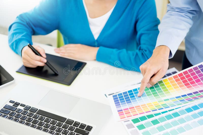 Creative or Interior Designers Teamwork with Pantone Swatch and ...