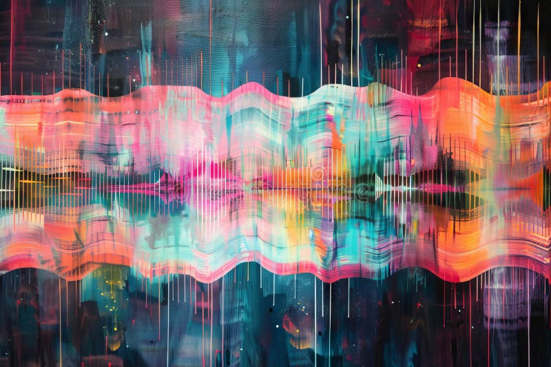 Creative Interpretation of Sound Wave Patterns in a Colorful Abstract ...