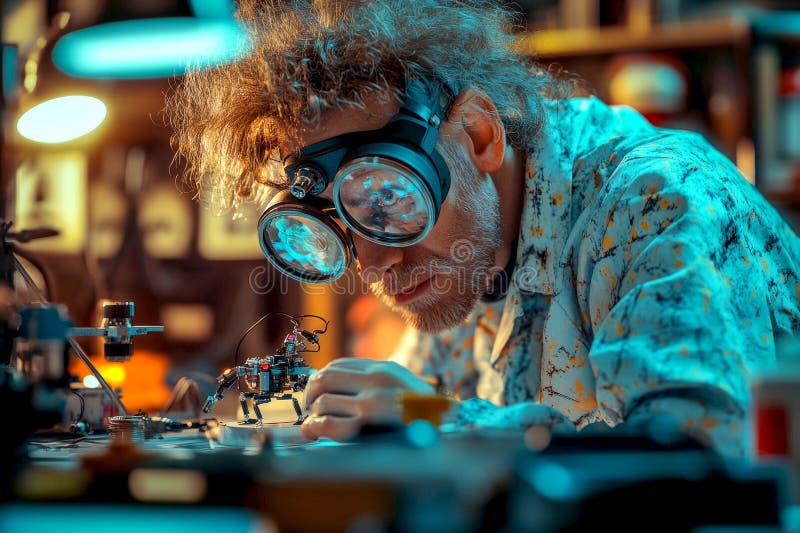 A Creative Inventor is Working on a Small Model with Great ...