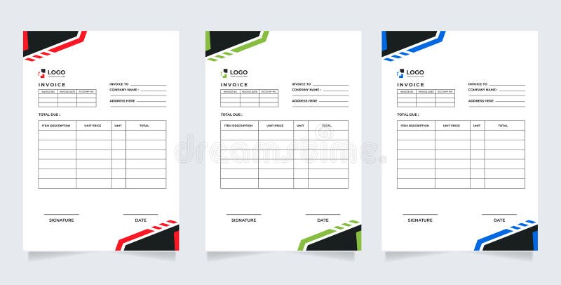 Creative Invoice Template Vector. Business Stationery Design Invoice ...