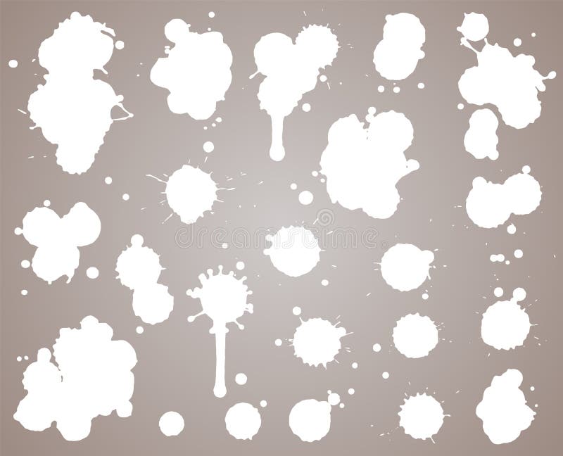 Creative Isolated Paint Brush Spots. Ink Smudge Abstract Shape Stains ...