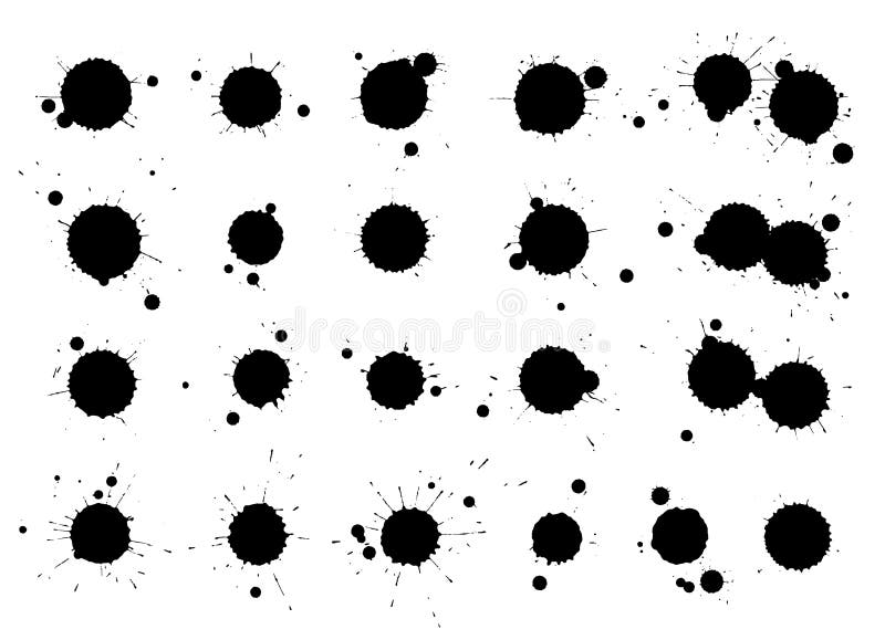 Creative Isolated Paint Brush Spots. Ink Smudge Abstract Shape Stains ...