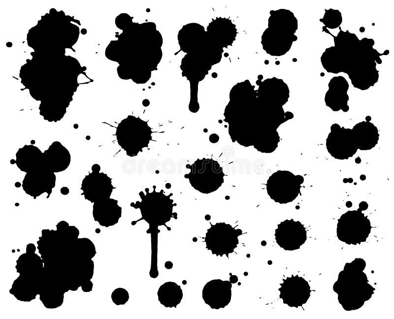 Creative Isolated Paint Brush Spots. Ink Smudge Abstract Shape Stains ...
