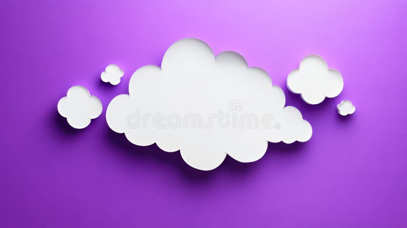 Creative Isolated Thought Bubble in Paper Cutout Style on a Bold Purple ...